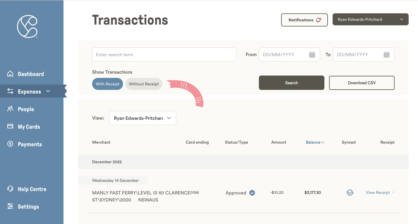 How to manage company receipts with Cape